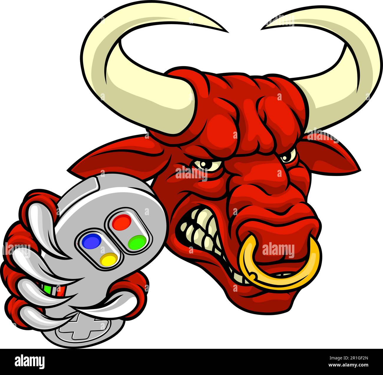 Bull Minotaur Longhorn Cow Gamer Mascot Cartoon Stock Vector Image ...