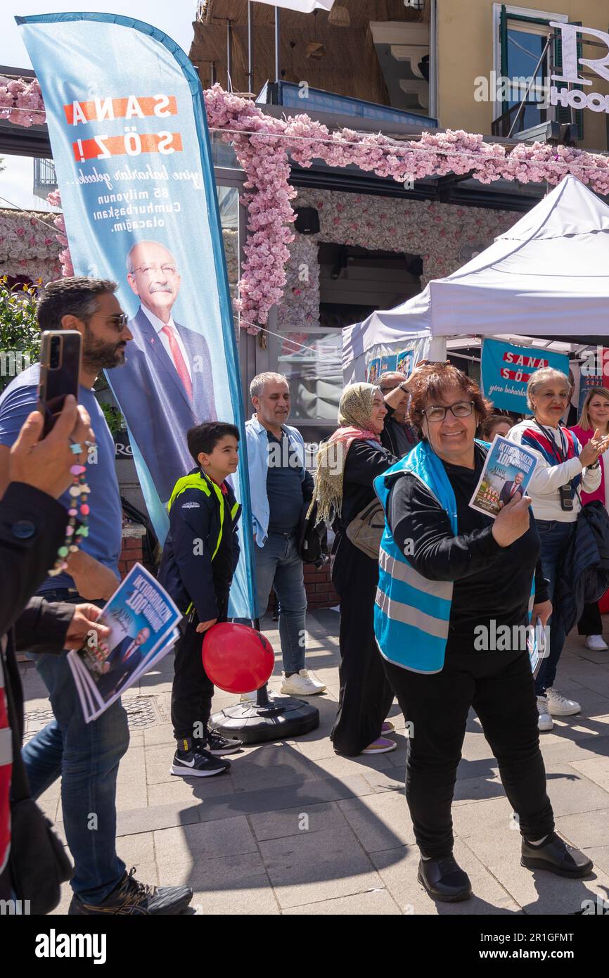 Istanbul, Turkey - May 13 2023: Woman holding election campaign ...