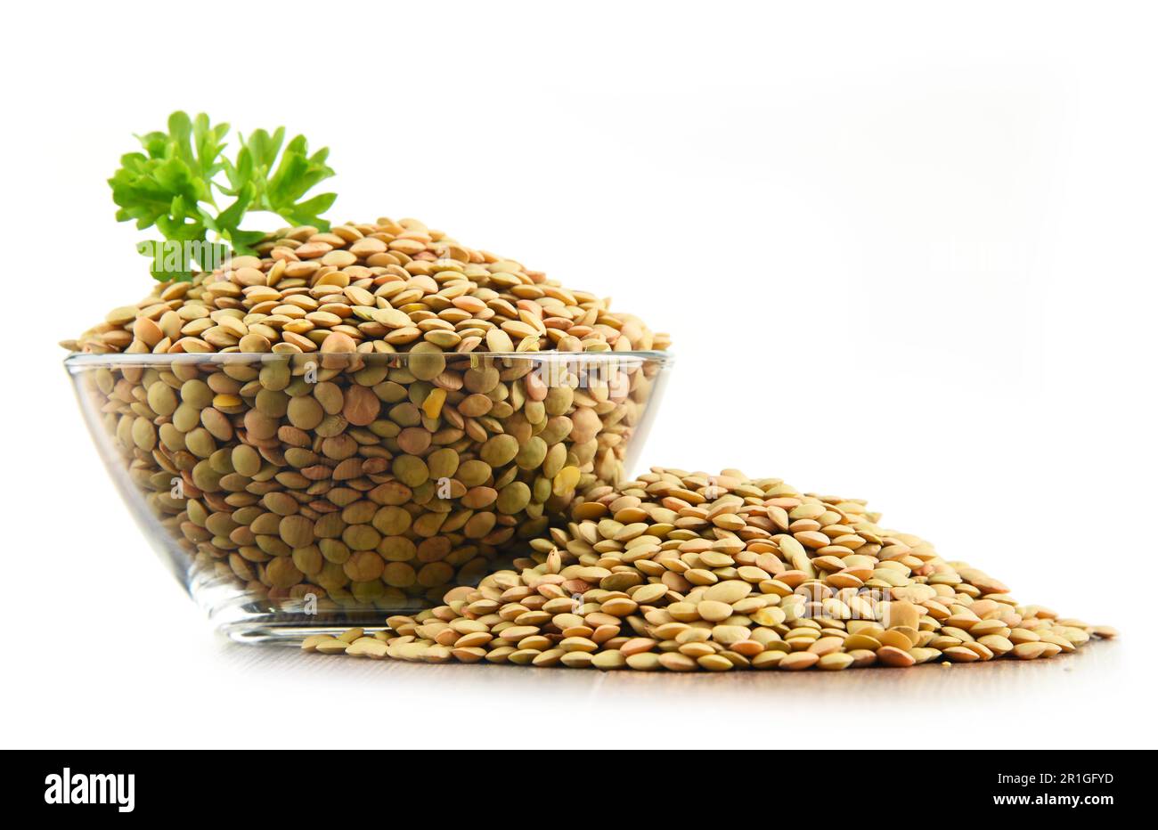 Composition with bowl of lentils isolated on white background Stock ...