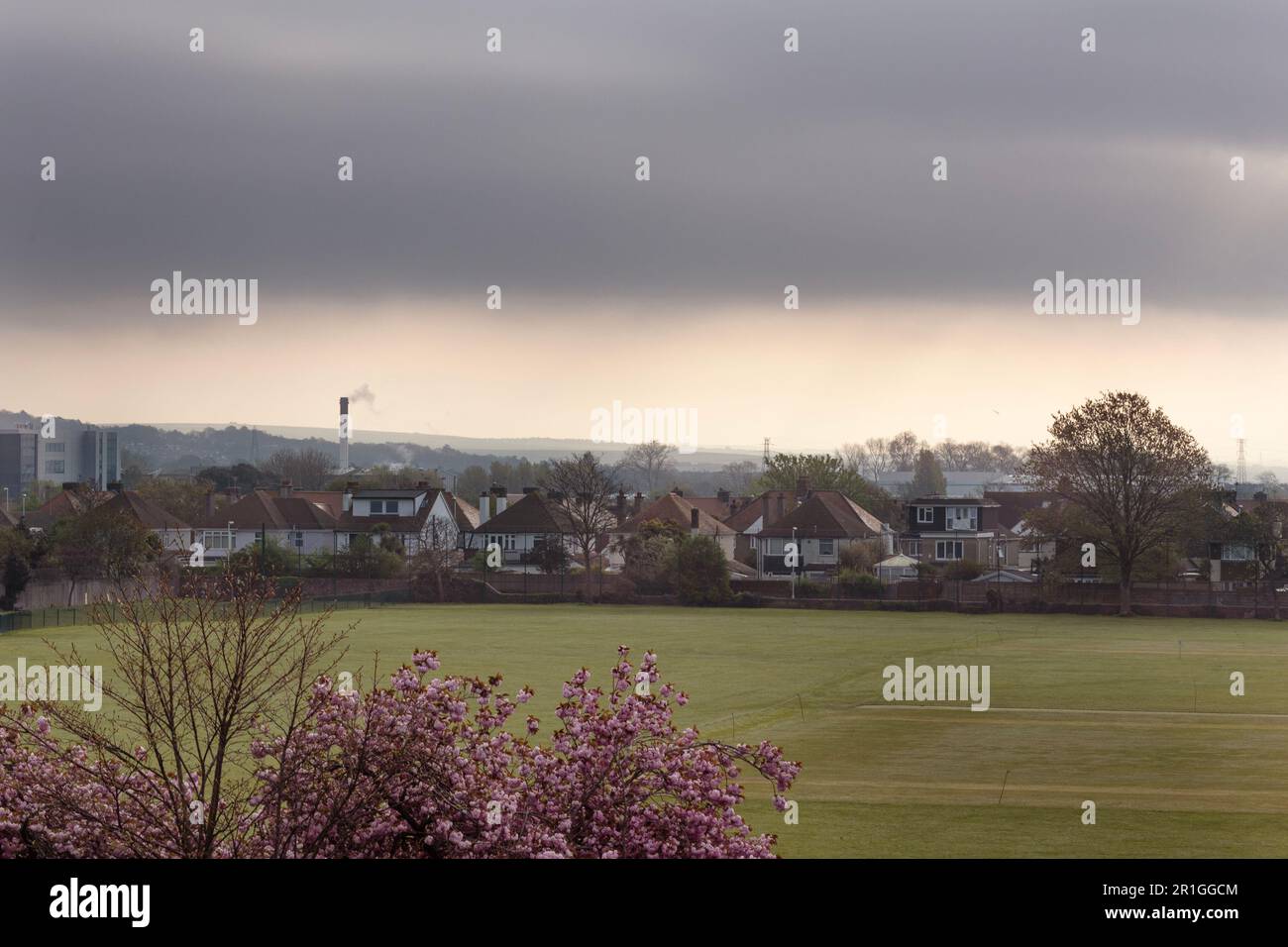 View across Broadwater Manor Park, Worthing in Spring Stock Photo - Alamy