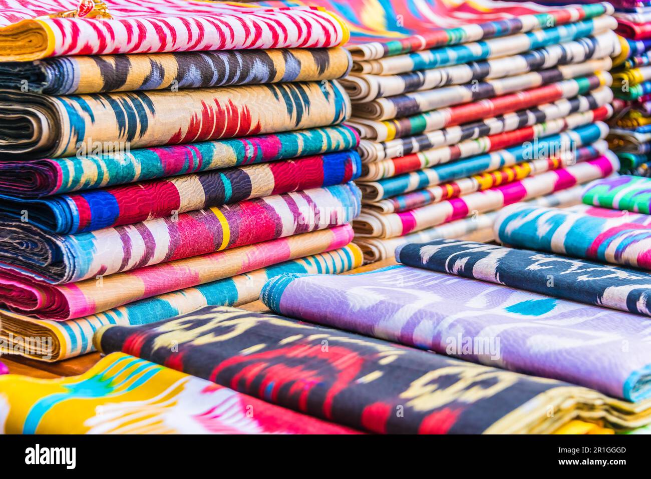 Traditional Asian cloth sold in a store in the Historic Centre of ...