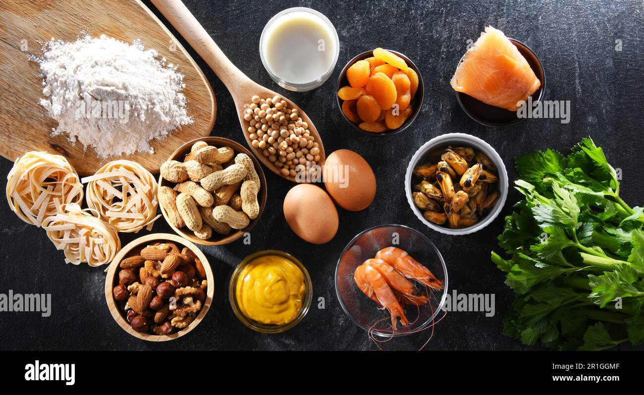 Composition with common food allergens including egg, milk, soya, nuts ...