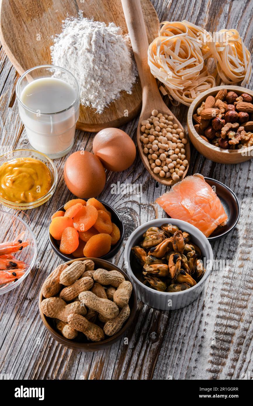 Composition with common food allergens including egg, milk, soya, nuts ...