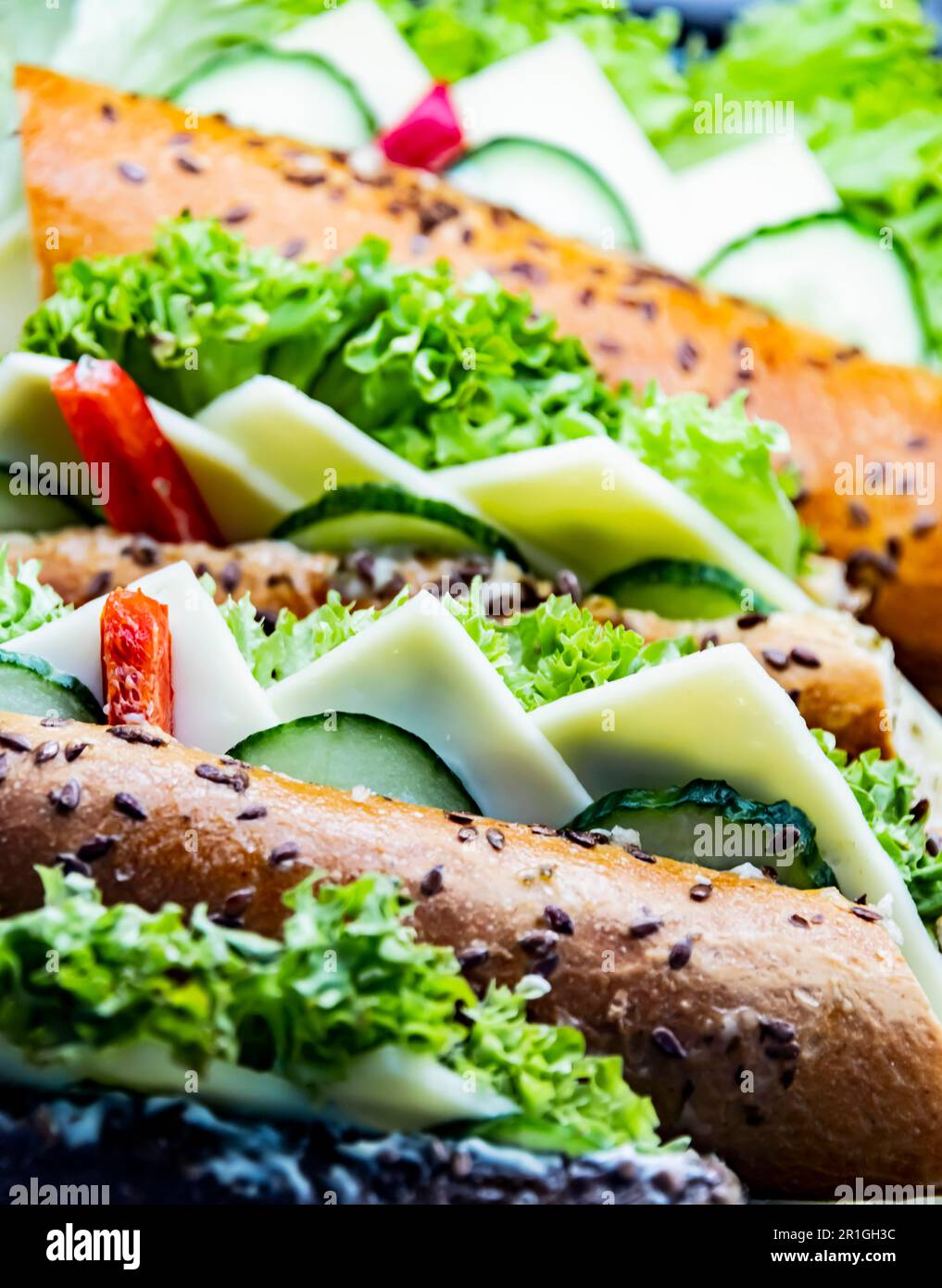 Freshly prepared sandwiches sold in a fast food restaurant Stock Photo ...