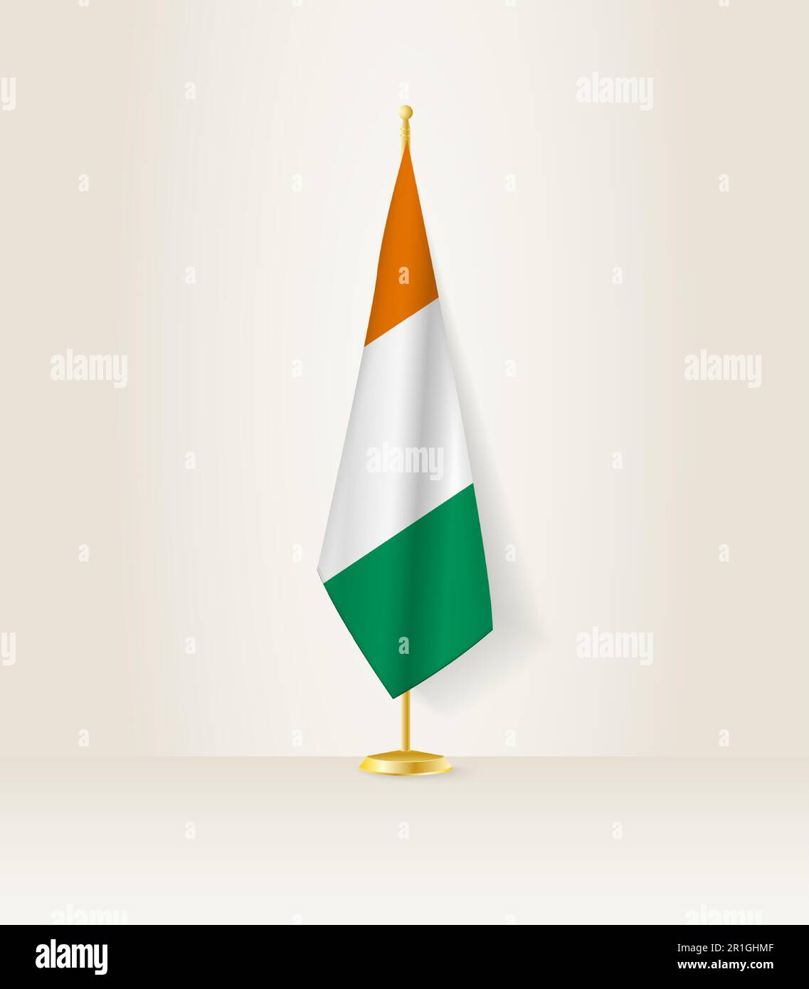 Ivory Coast flag on a flag stand. Vector illustration Stock Vector ...
