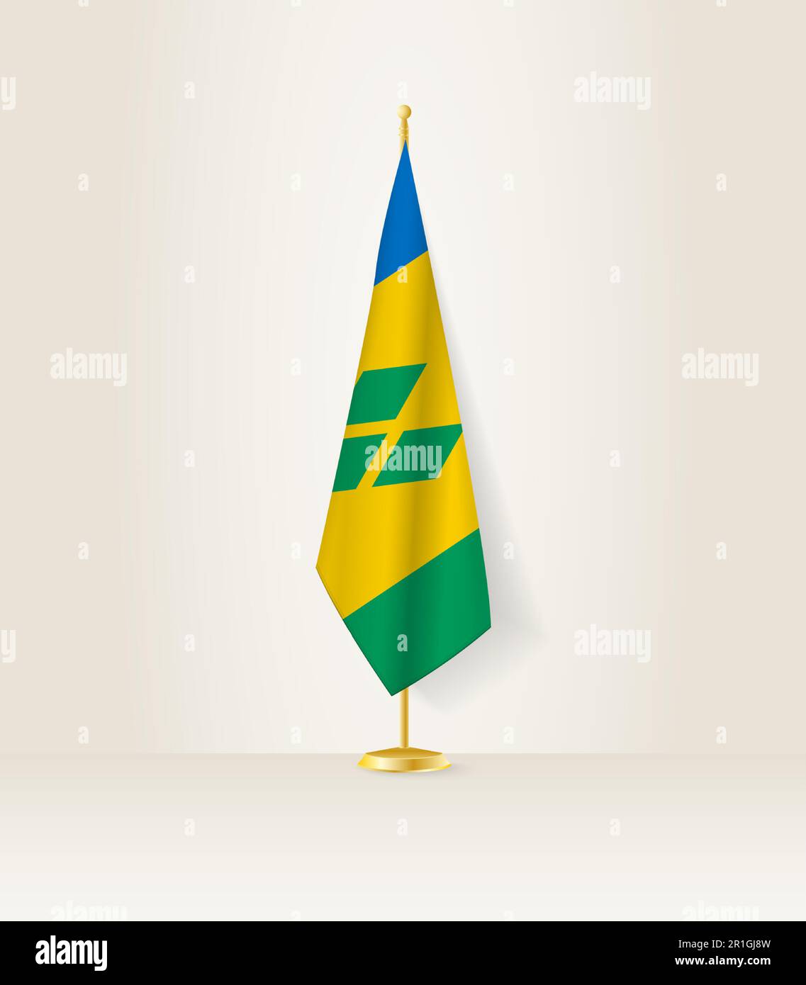 Saint Vincent and the Grenadines flag on a flag stand. Vector ...