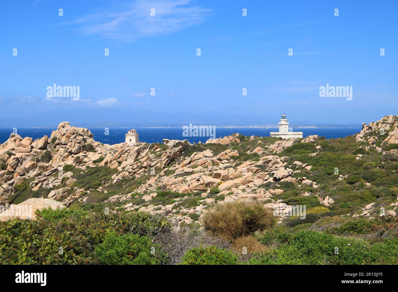 New and old Lighthouse of Capo Testa (Faro di Capo Testa) at Sardinia ...