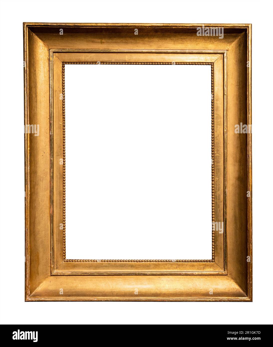 old vertical classic wide golden picture frame isolated on white ...