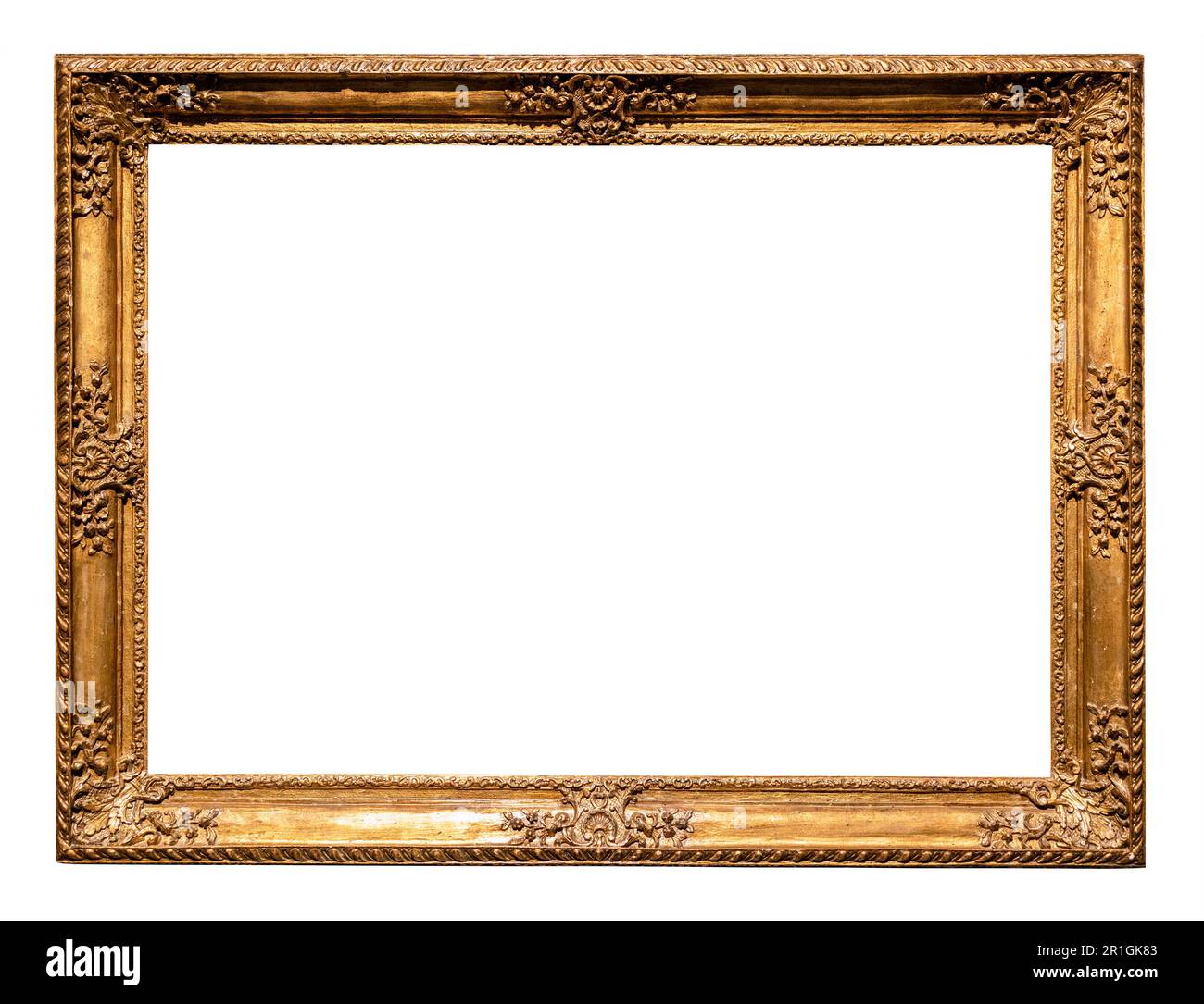 old horizontal golden baroque picture frame isolated on white ...