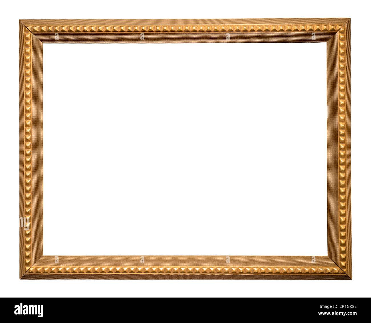 vintage horizontal golden wooden picture frame isolated on white ...