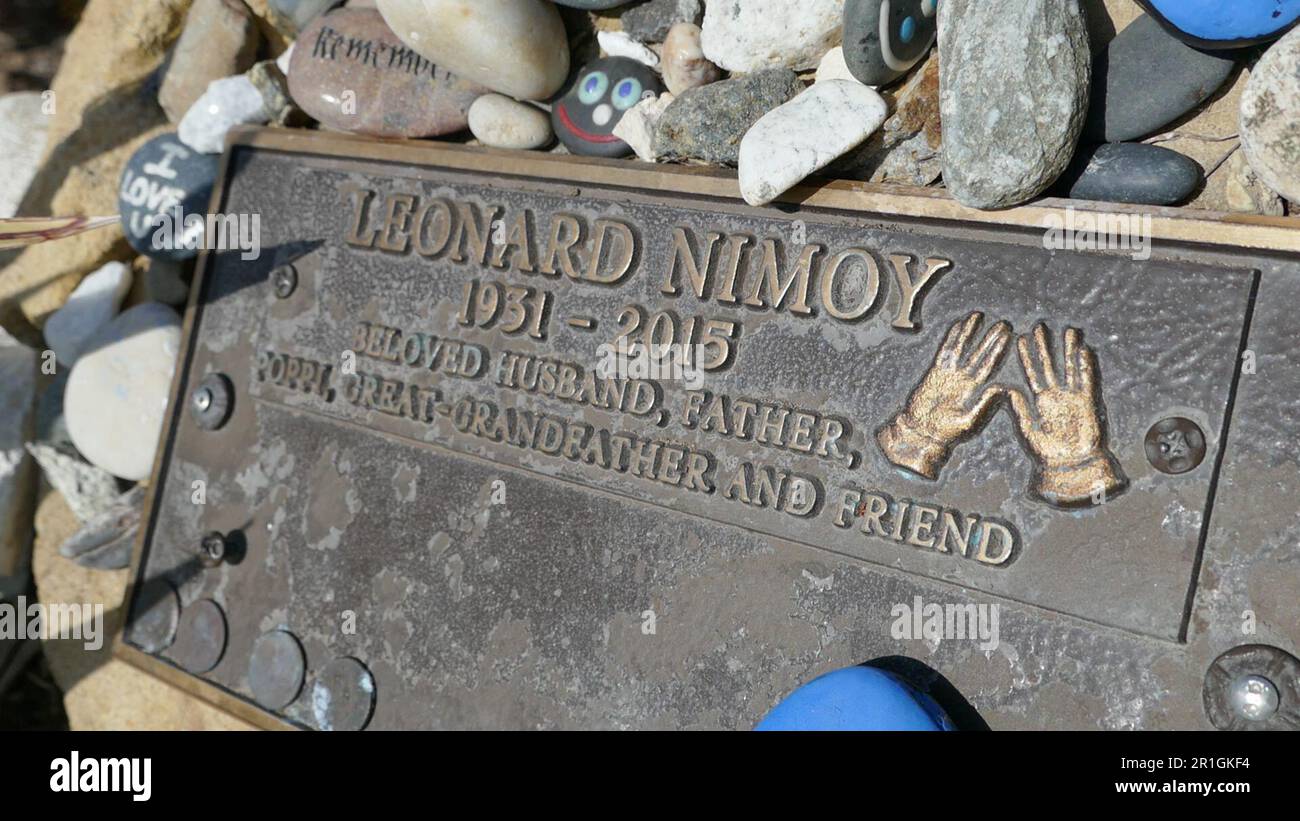 Los Angeles, California, USA 12th May 2023 Actor Leonard Nimoy Grave in Garden of Solomon at ...