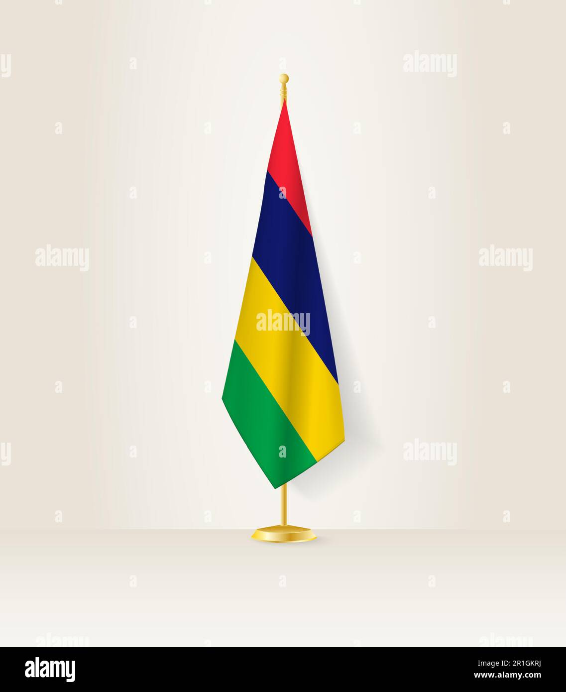 Mauritius flag on a flag stand. Vector illustration Stock Vector Image ...