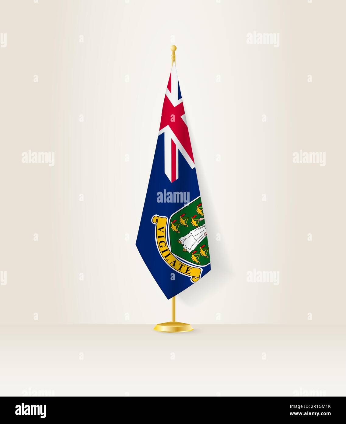 British Virgin Islands flag on a flag stand. Vector illustration Stock ...
