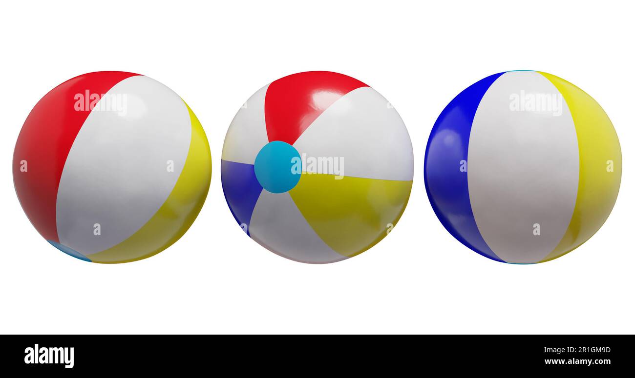 Three beach balls isolated on white background.3d rendering Stock Photo ...