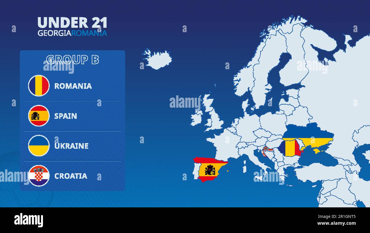 Map of Europe with marked maps of countries participating in group B of ...