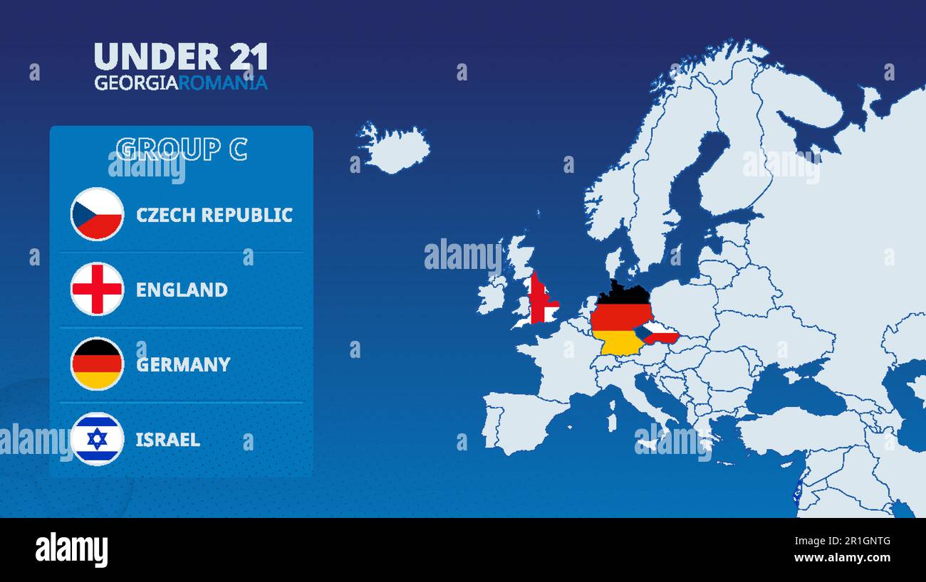 Map of Europe with marked maps of countries participating in group C of ...