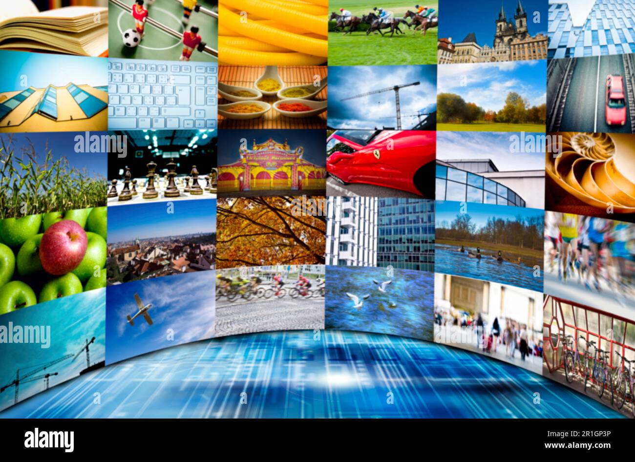 wall of screens with pictures or images Stock Photo - Alamy