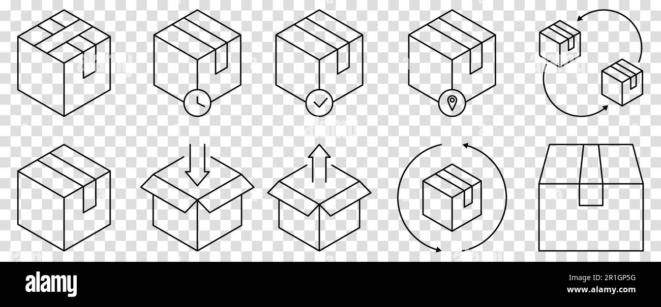 Box icon set. Vector illustration isolated on transparent background ...