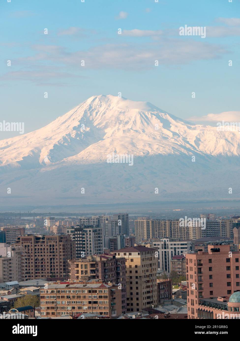 Yerevan Skyline on a sunny morning with Mount Ararat in the background ...