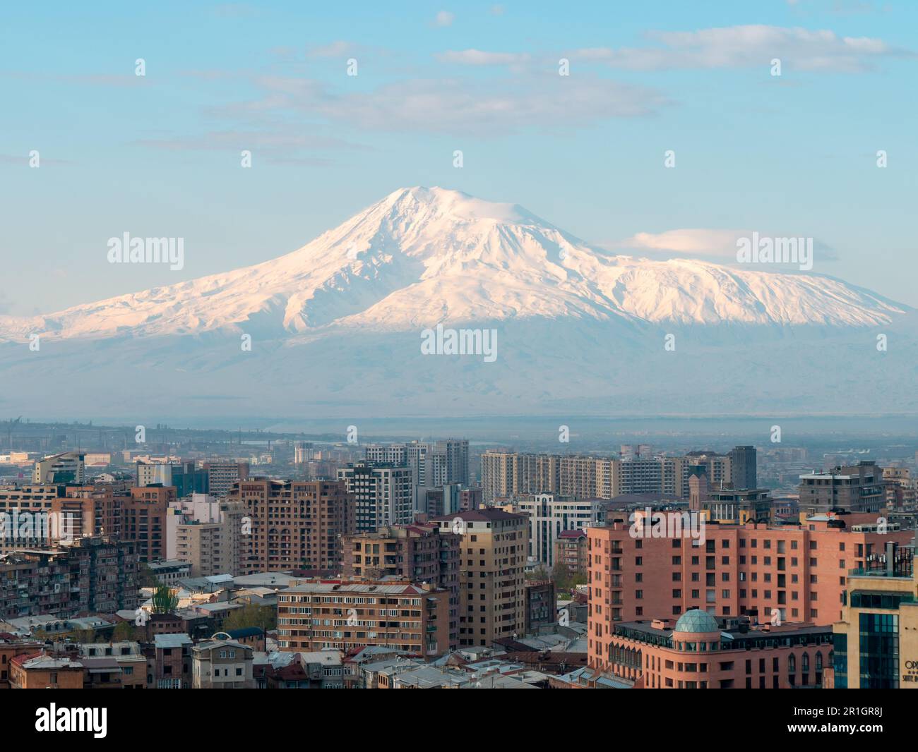 Yerevan Skyline on a sunny morning with Mount Ararat in the background ...