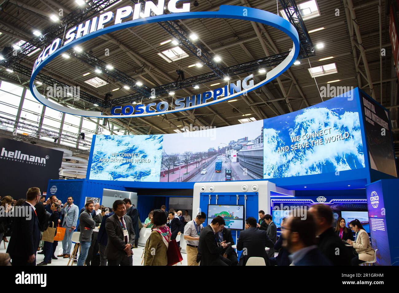 Munich, Germany. 12th May, 2023. Cosco Shipping booth on May 12, 2023 at the Transport Logistic ...
