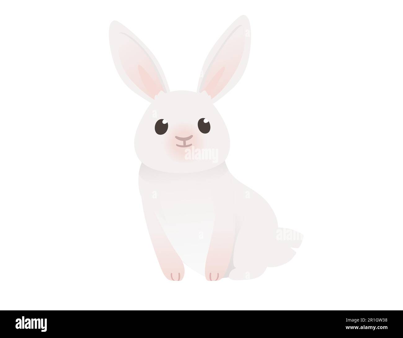 Cute white rabbit sitting on ground cartoon animal design vector ...