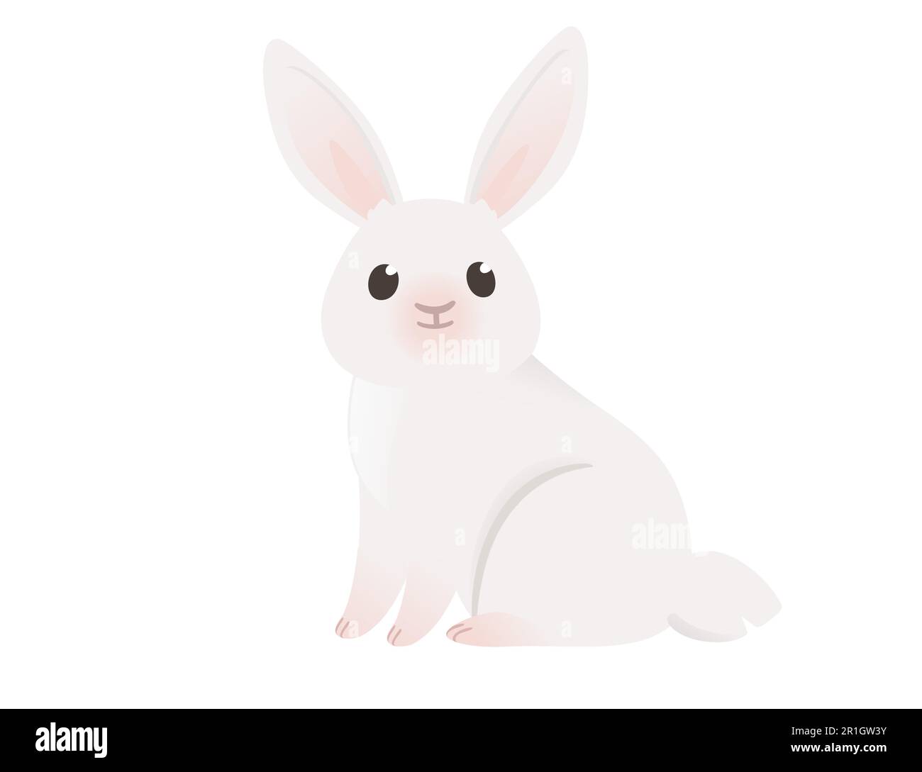 Cute white rabbit sitting on ground cartoon animal design vector ...