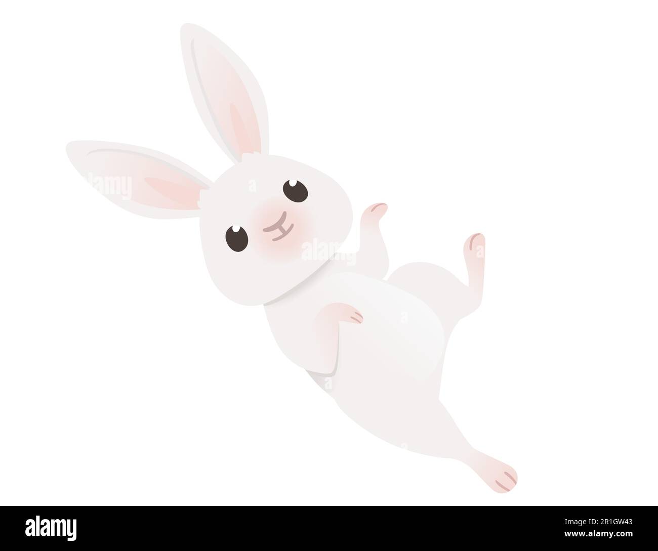 Cute white rabbit playing on ground cartoon animal design vector ...