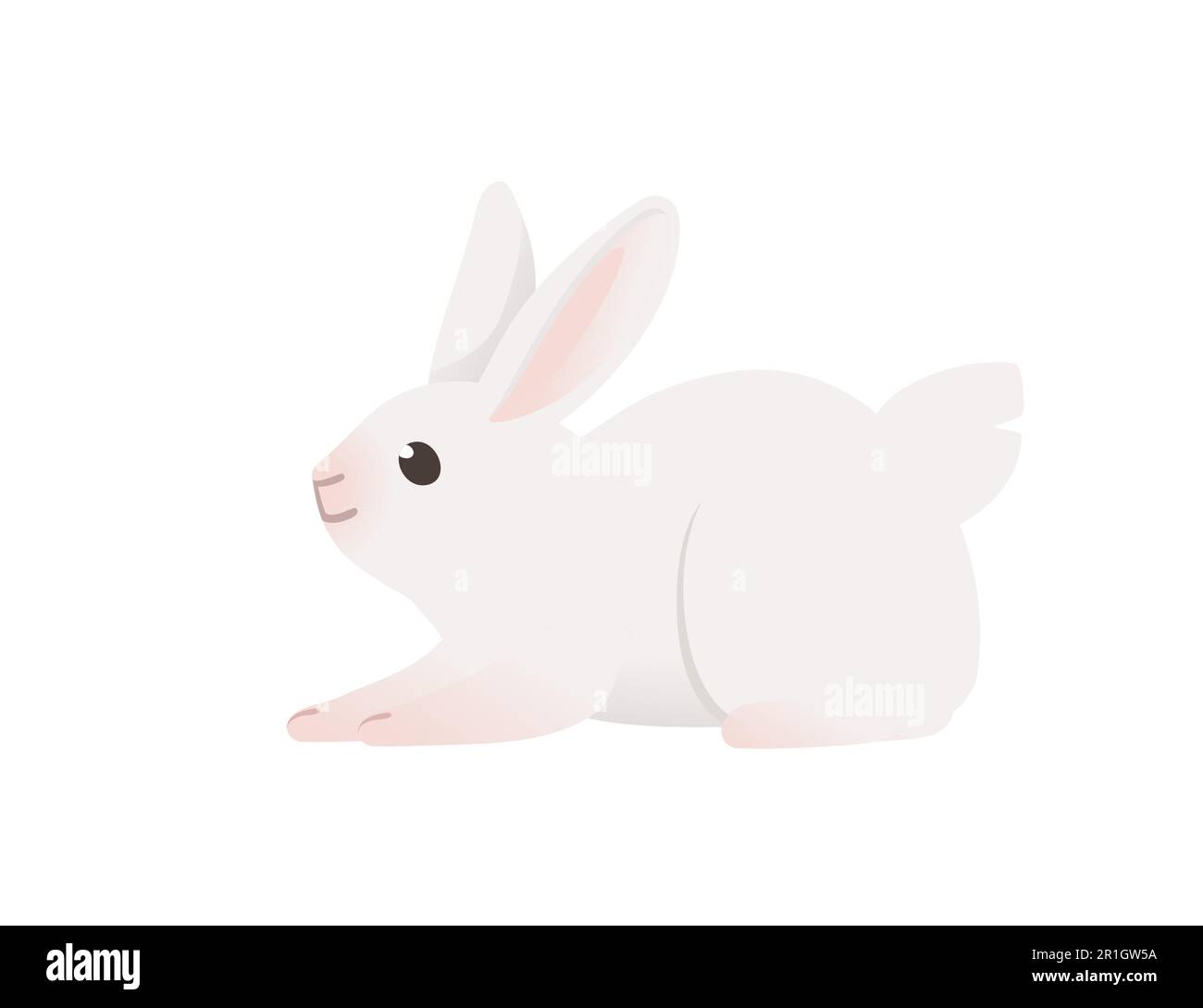 Cute white rabbit sitting on ground cartoon animal design vector ...