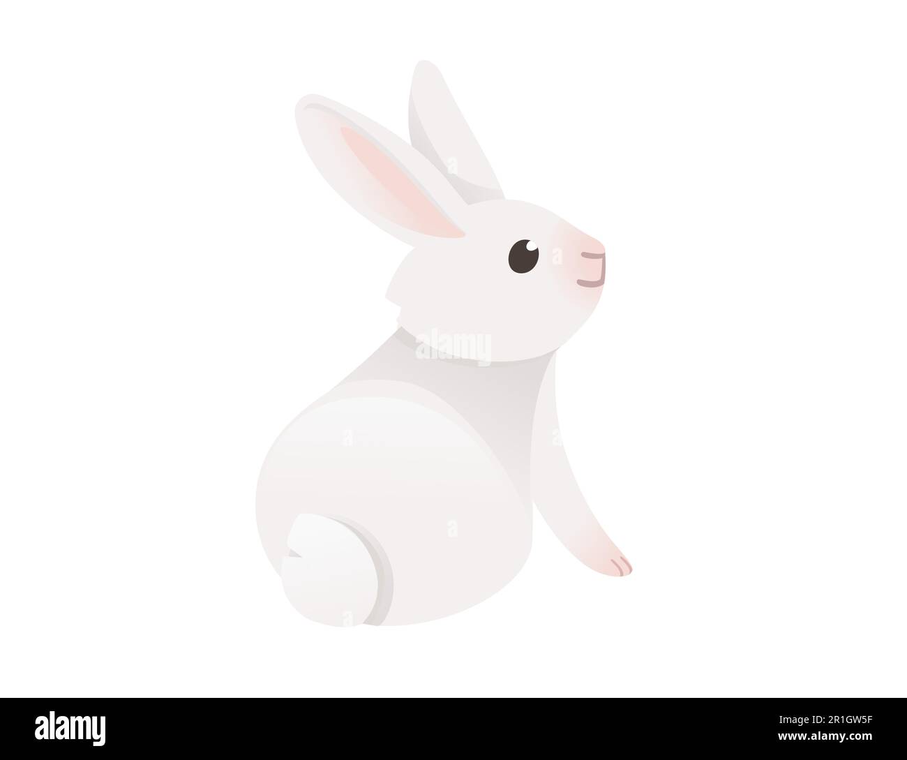 Cute white rabbit sitting on ground cartoon animal design vector ...