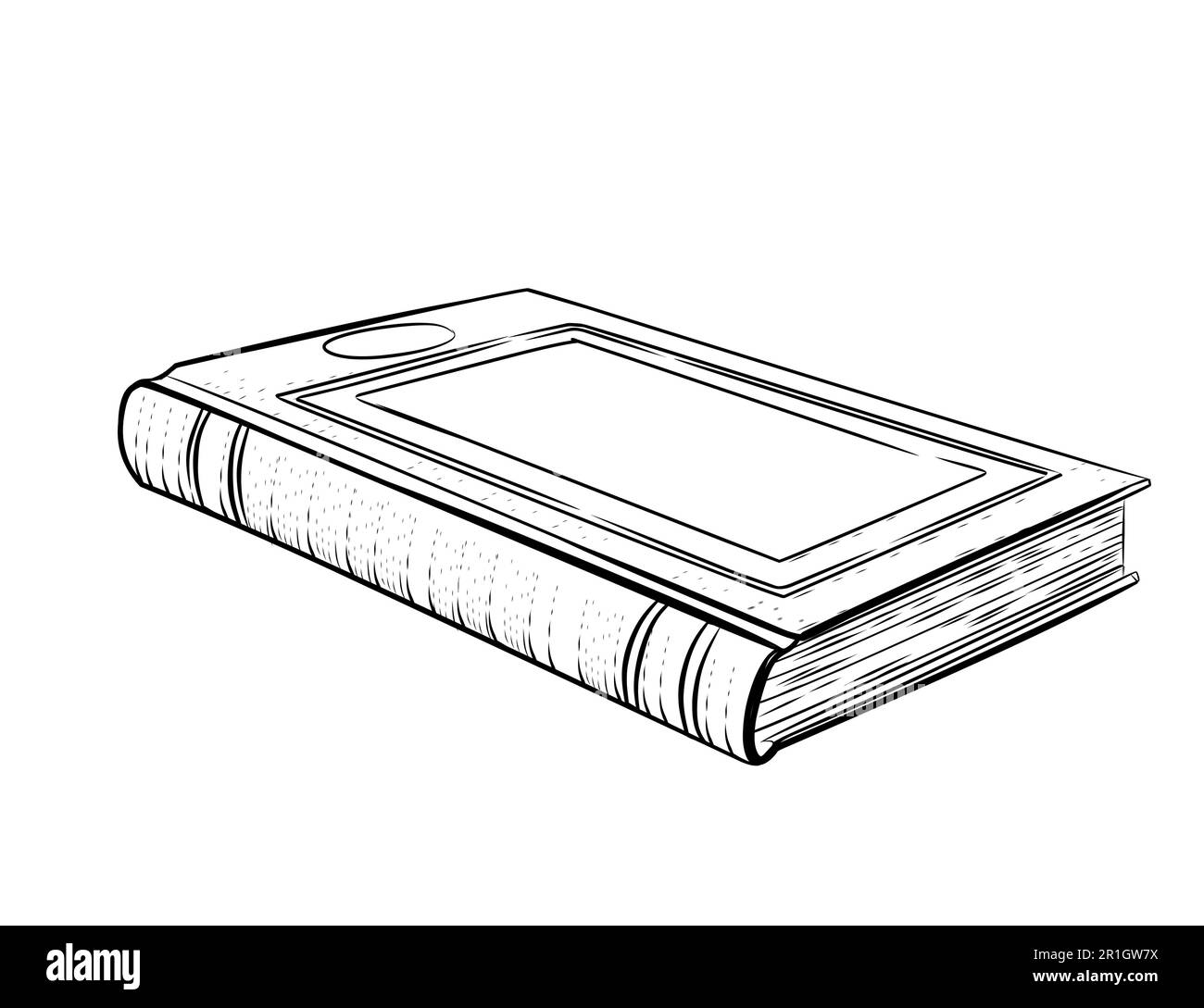 Outline style single book with hardcover vector illustration isolated ...