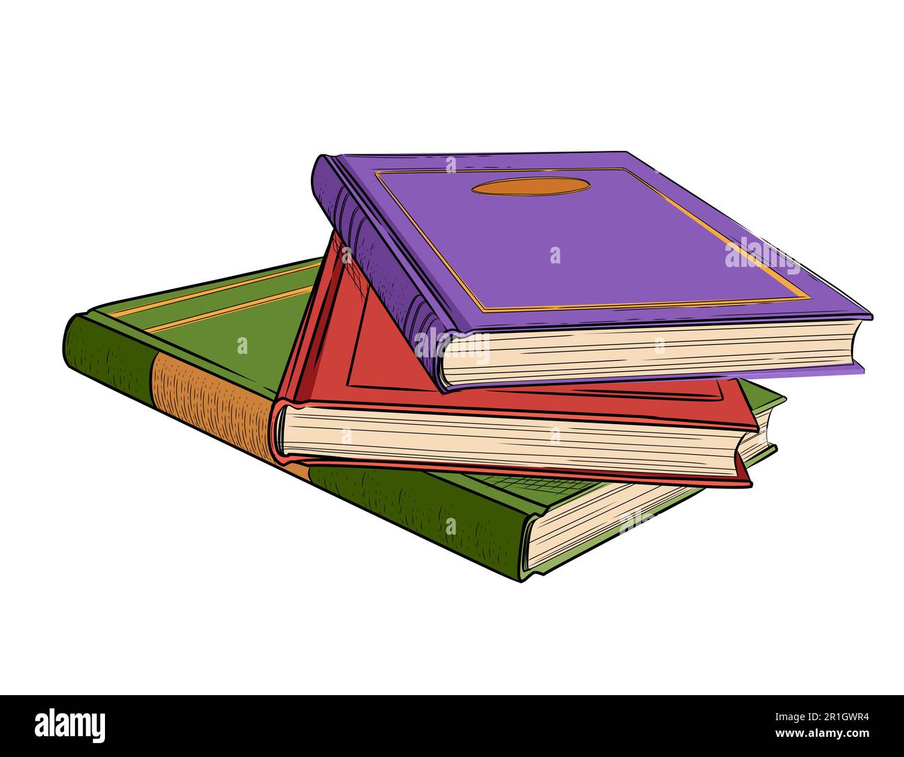 Hand drawn style stack of books with hardcover vector illustration ...