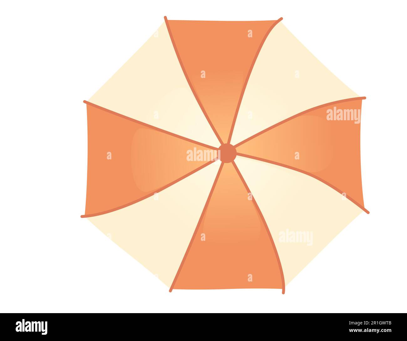 Opened umbrella top view vector illustration isolated on white ...