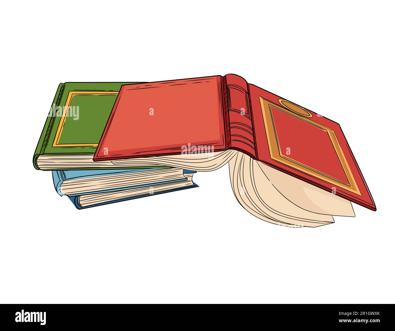 Hand drawn style stack of books with hardcover vector illustration ...