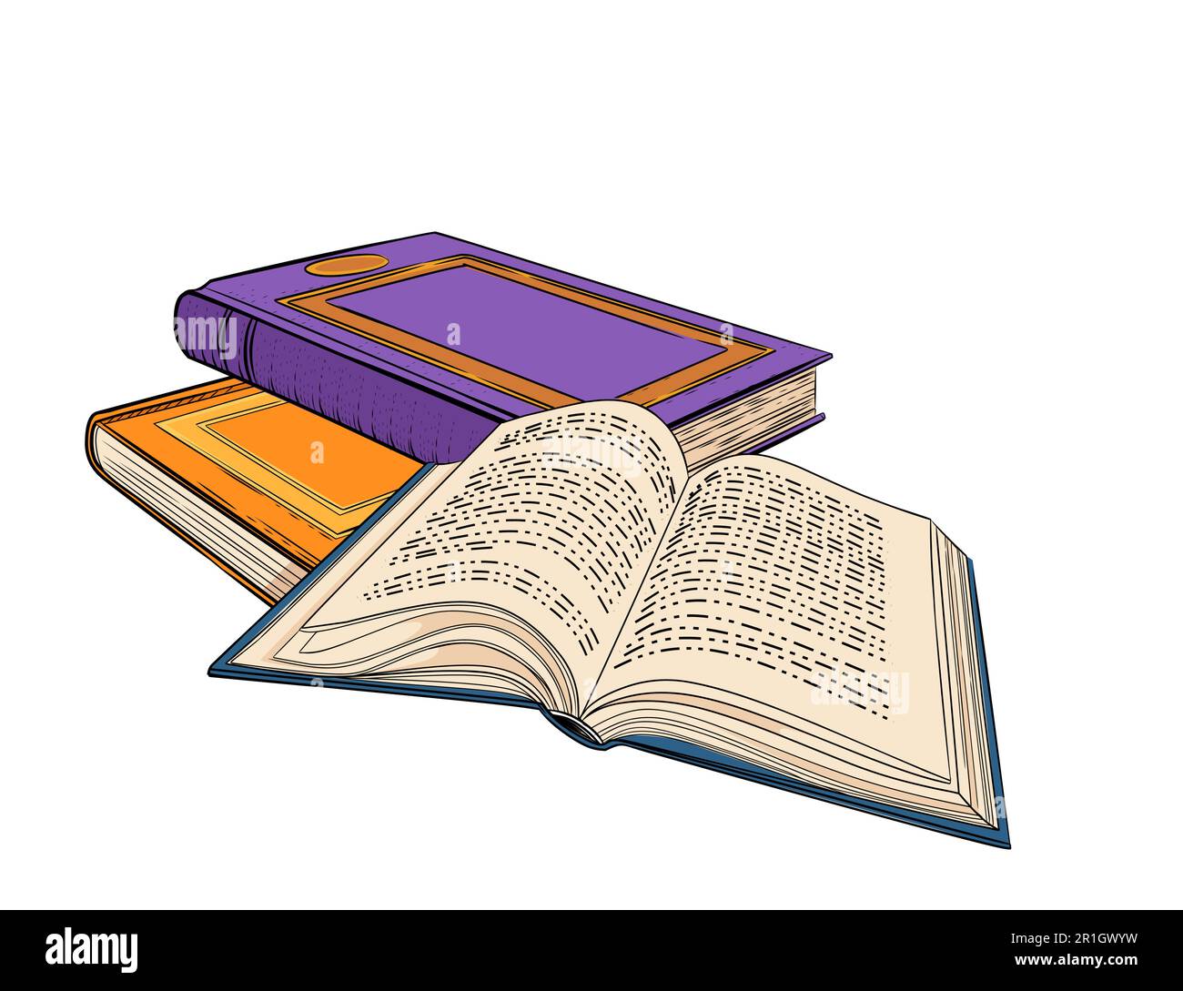 Hand drawn style stack of books with hardcover vector illustration ...