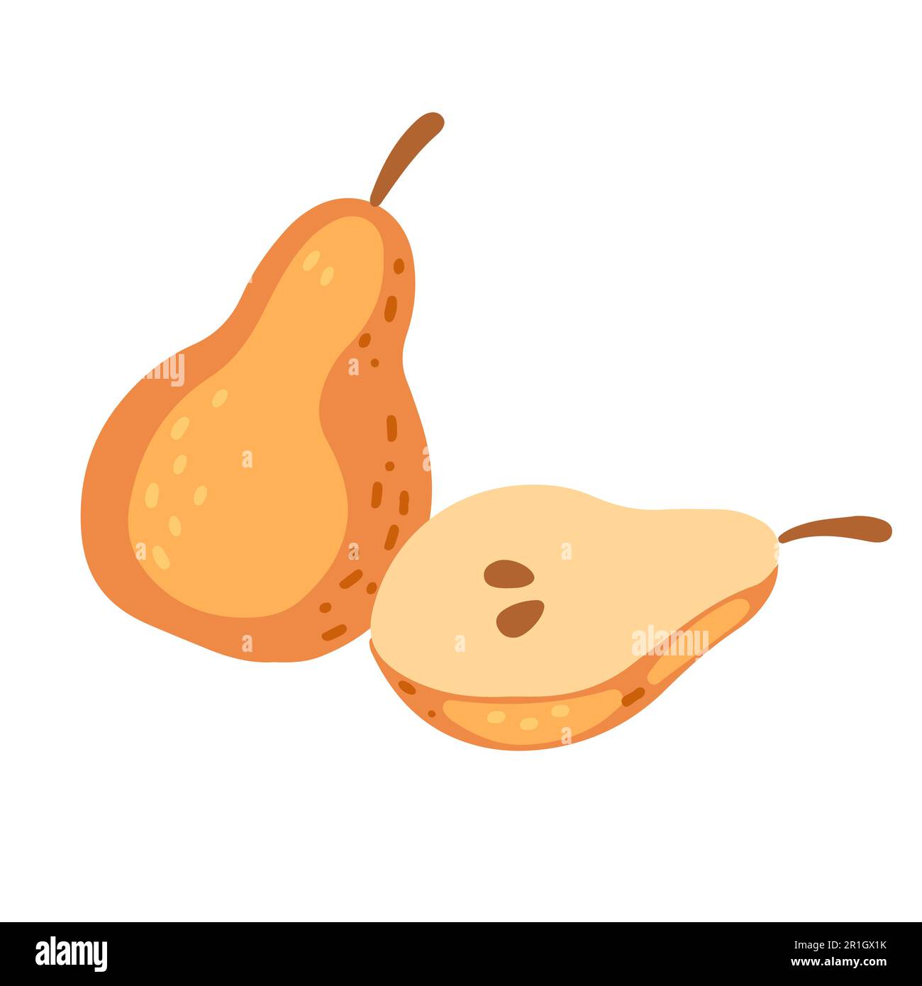 Yellow whole and half pear tasty sweet fruit vector illustration ...