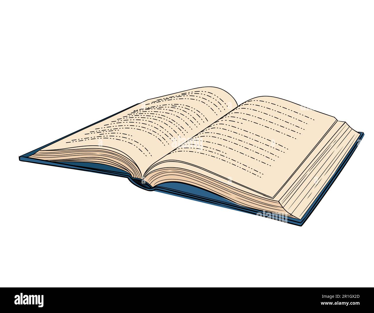 Hand drawn style single opened book with hardcover vector illustration ...