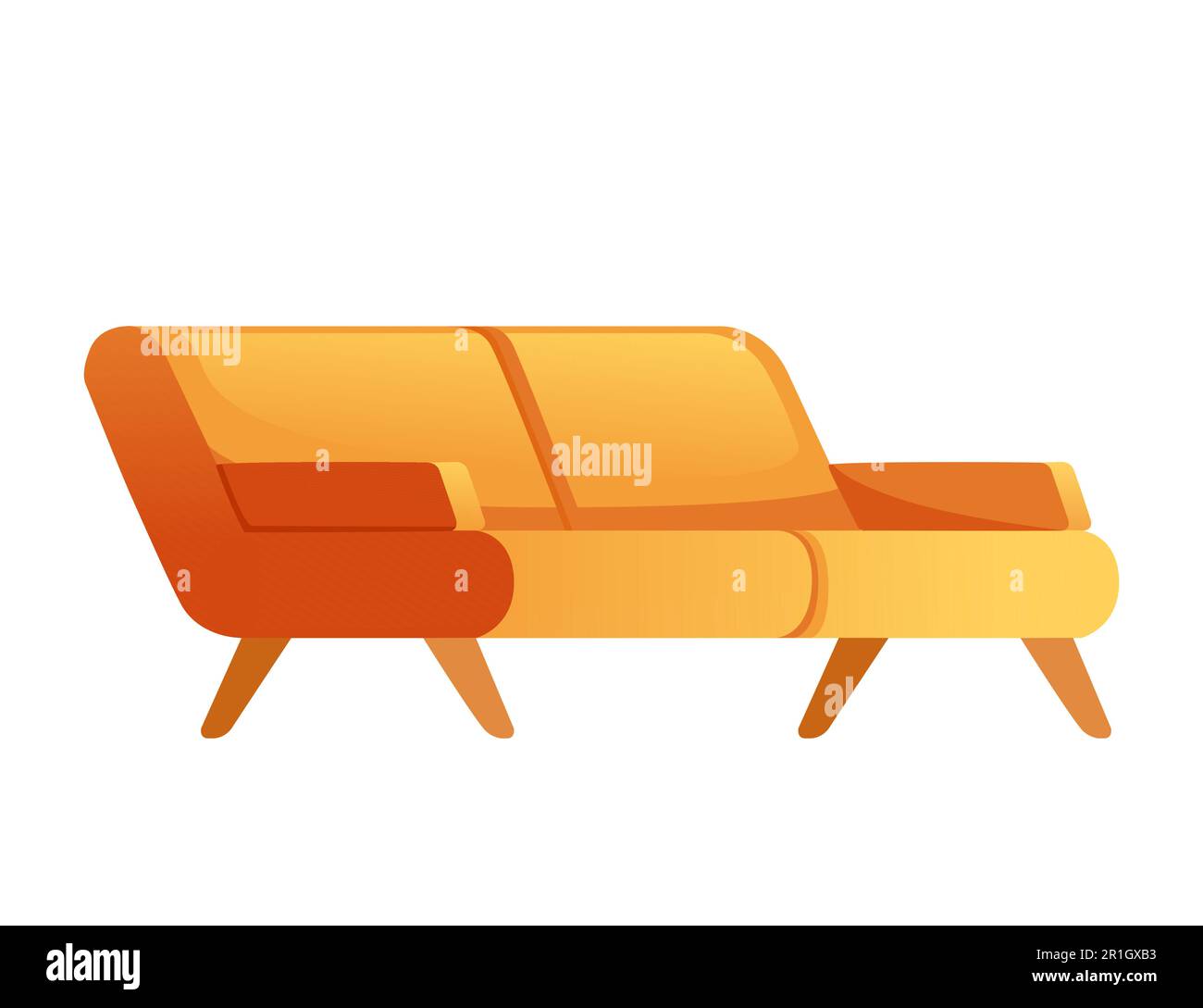 Orange soft sofa modern design for living room or reception vector ...