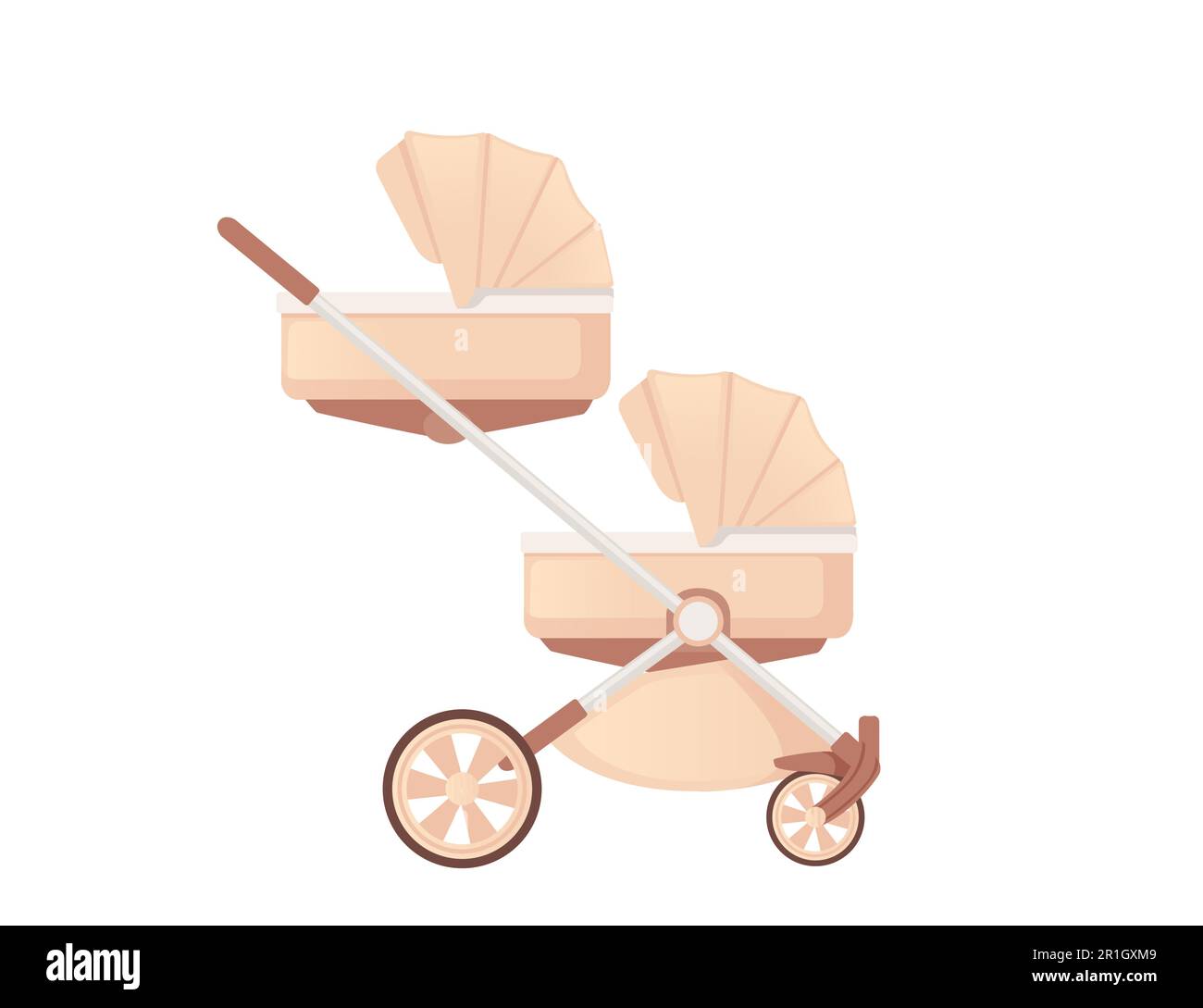 Beige color baby carriage on wheels vector illustration isolated on ...