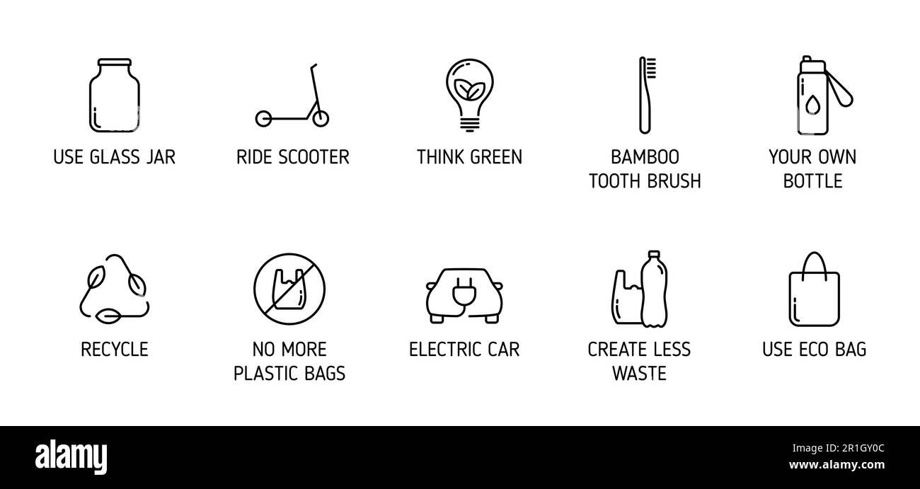 Zero waste set eco Black and White Stock Photos & Images - Alamy