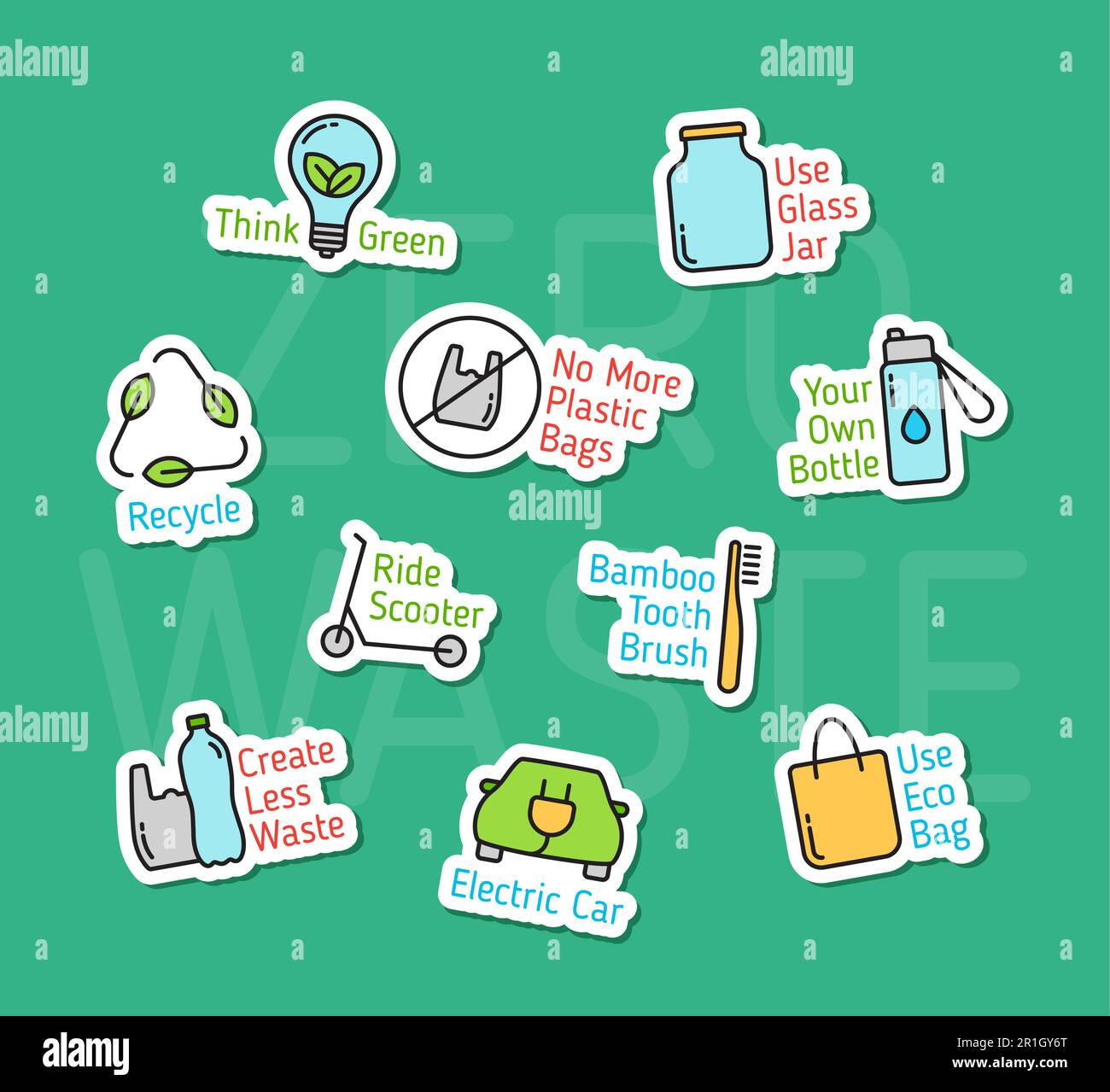 zero waste color vector eco stickers Stock Vector Image & Art - Alamy