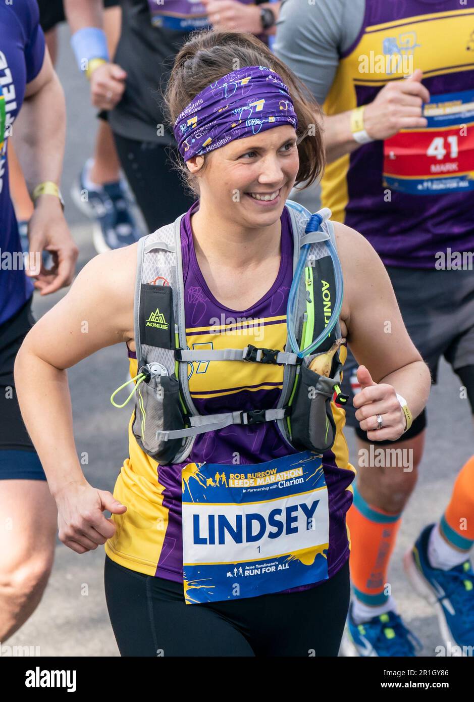 Lindsey Burrow, the wife of Rob Burrow, at the start of the 2023 Rob ...