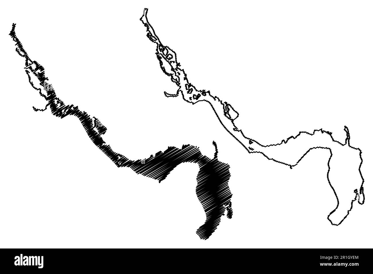 Kaniv Reservoir (Ukraine, Dnieper River) map vector illustration ...