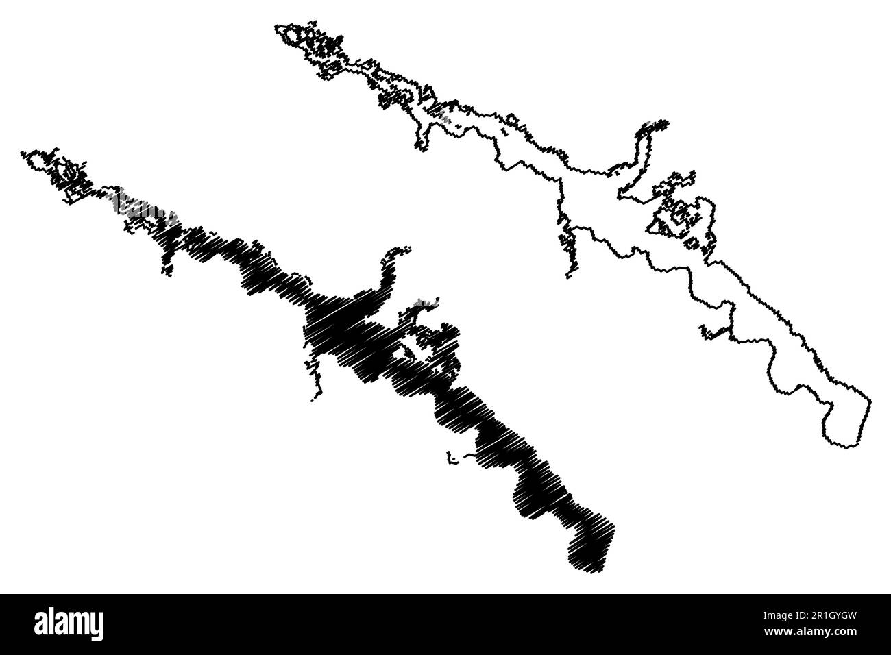 Kamianske Reservoir (Ukraine, Dnieper River) map vector illustration ...