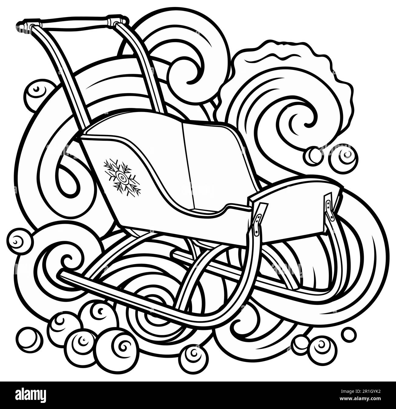 Cartoon cute doodle hand drawn sled illustration. Winter amusement ...
