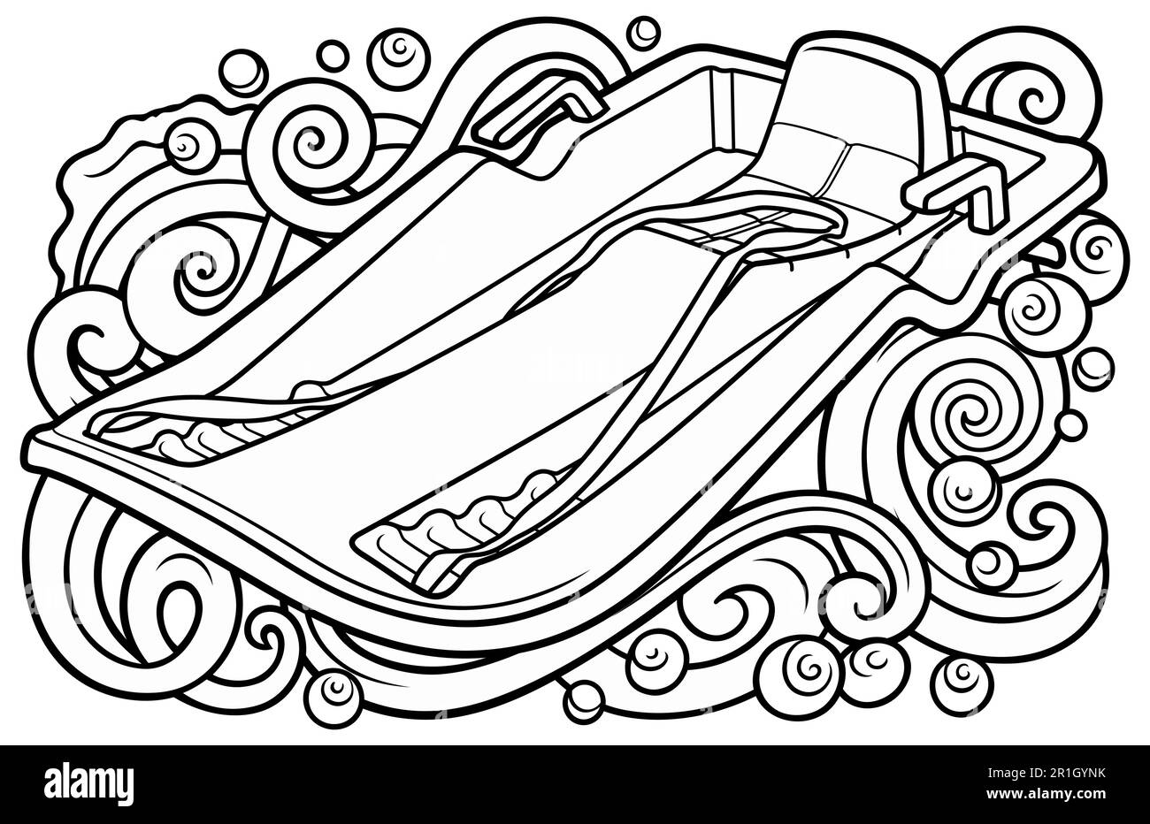 Cartoon cute doodle hand drawn sled illustration. Winter amusement ...