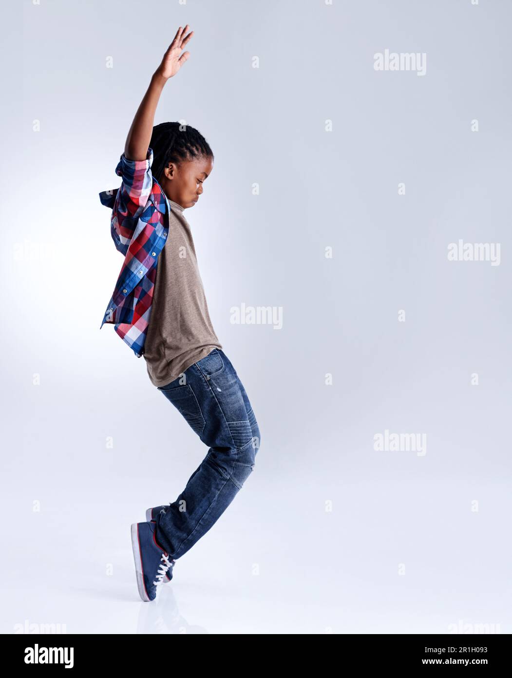 Dance, hip hop and young child dancer dancing isolated in a white ...