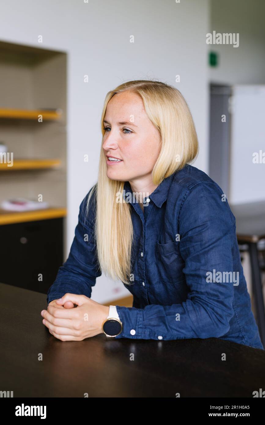 Freiburg, Germany. 12th May, 2023. Theresa Merk sits during an ...