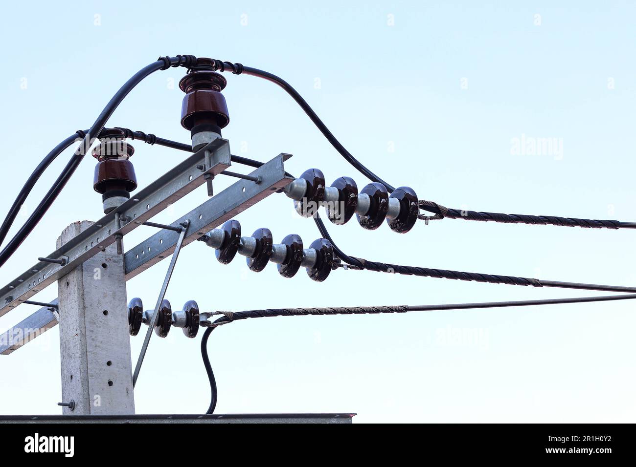 Close view of high voltage post, High voltage tower, show with high ...