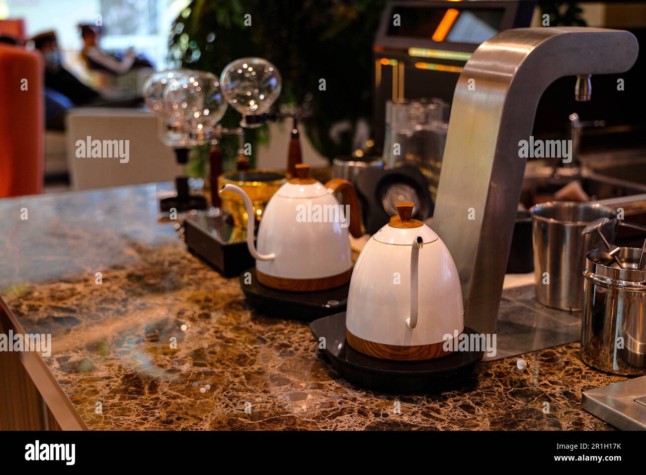 Coffee shop interior, Accessories and coffee making equipment in luxury ...